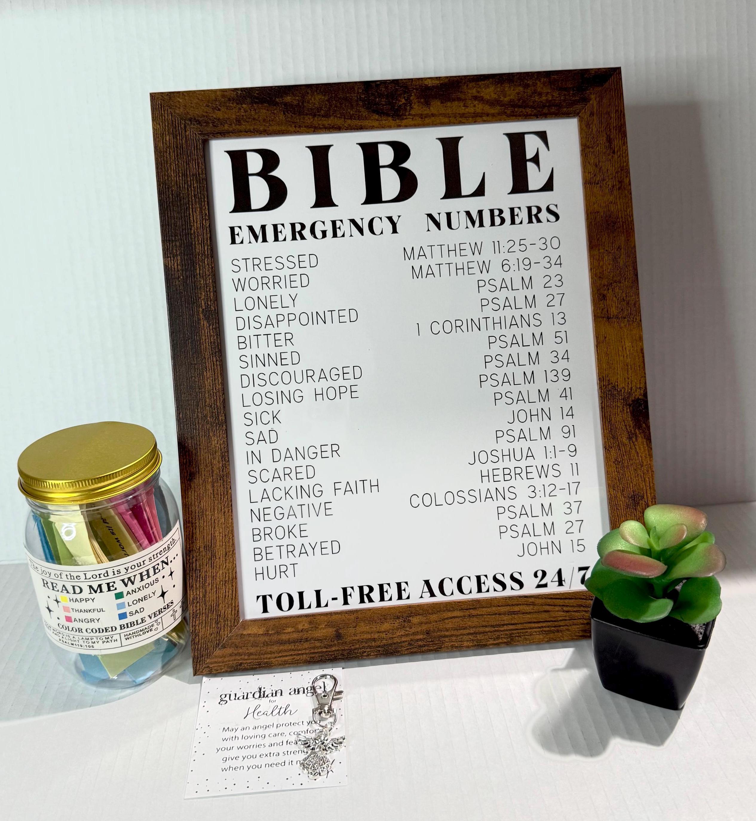 Bible Emergency Number in Wooden Frame Bible Verse Jar Christian Gifts ...