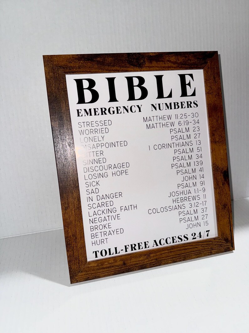 Bible Emergency Number in Wooden Frame Bible Verse Jar Christian Gifts ...