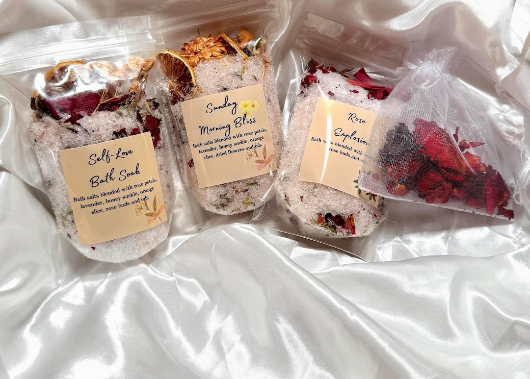 Organic Bath Salts, Gift Set, Set of 3, Essential Oils Infused Bath ...