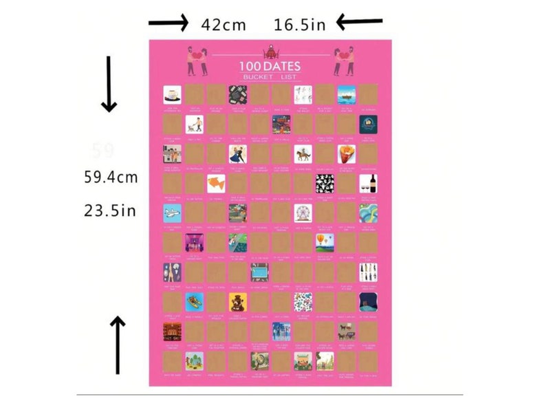 100 Dates Scratch off Poster, Valentines Day Gift, Couples Bucket List ...