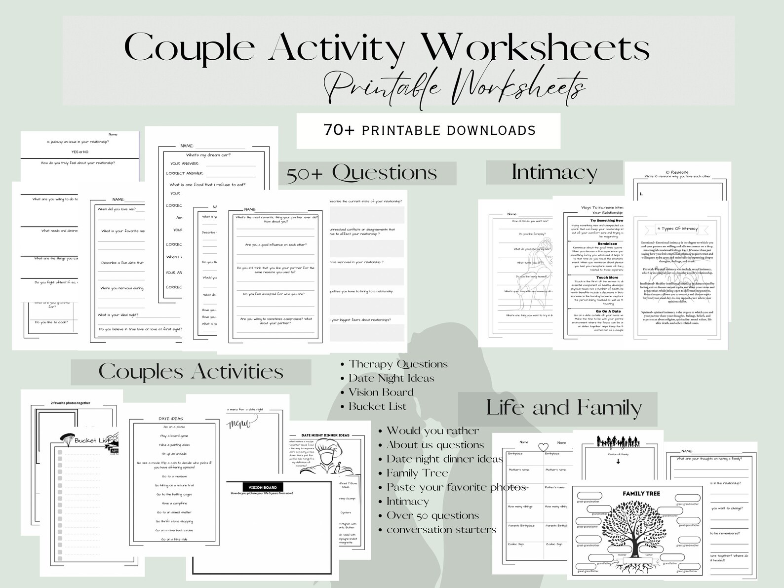 Couples Activity Worksheets: Couples Therapy, Relationship Worksheets ...