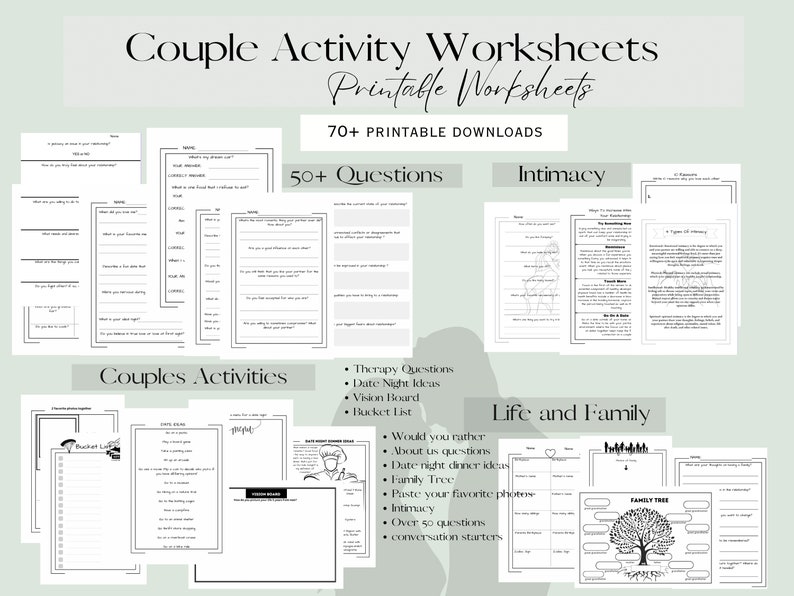 Couples Activity Worksheets: Couples Therapy, Relationship Worksheets ...