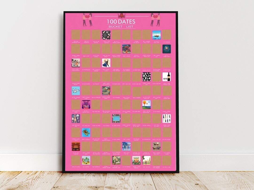 100 Dates Scratch off Poster, Valentines Day Gift, Couples Bucket List ...