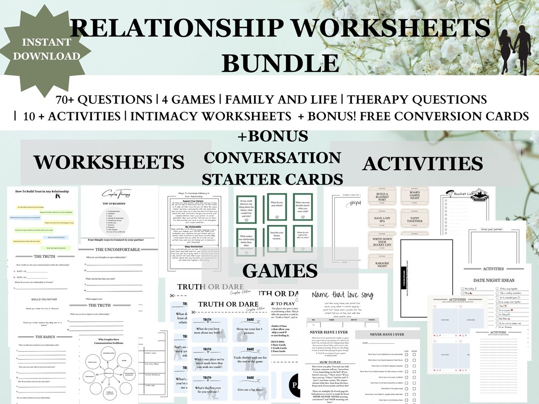 Couples Therapy, Relationship Worksheets Bundle Communication Worksheet ...