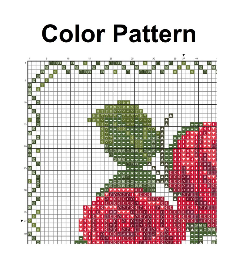 Cross Stitch Rose Pattern: Downloadable PDF Red Roses W/ 2-tone Green ...