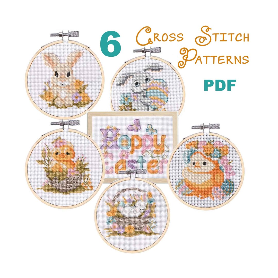 Hoppy Easter Cross Stitch Pattern | Downloadable PDF | Small Wall Art | Home Decor | Quilting ...