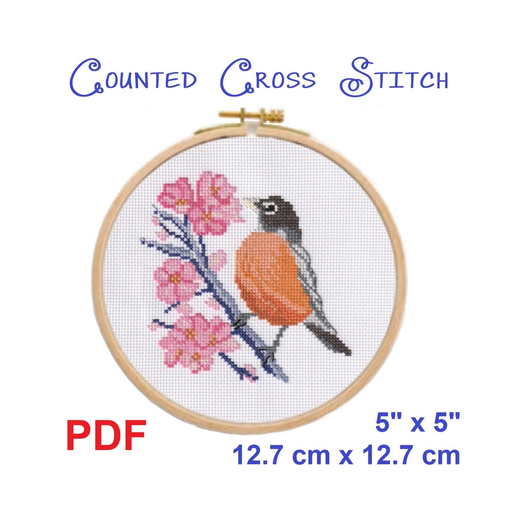 Cross Stitch Robin Red Breast Pattern | PDF Download | Bird and Spring ...