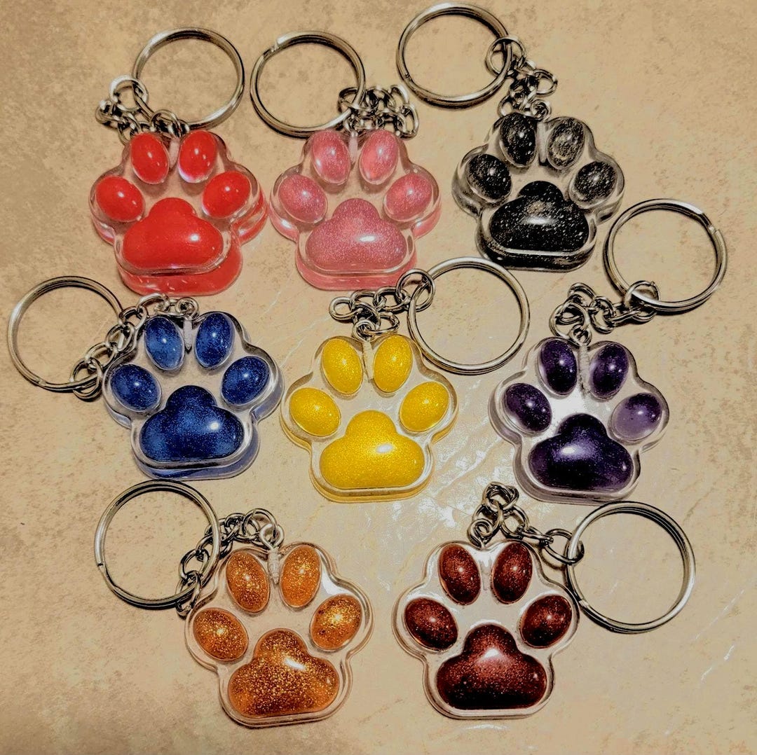 Cat Paw Print Hand Poured Resin Keychain, Paw Print, Dog Print Great ...