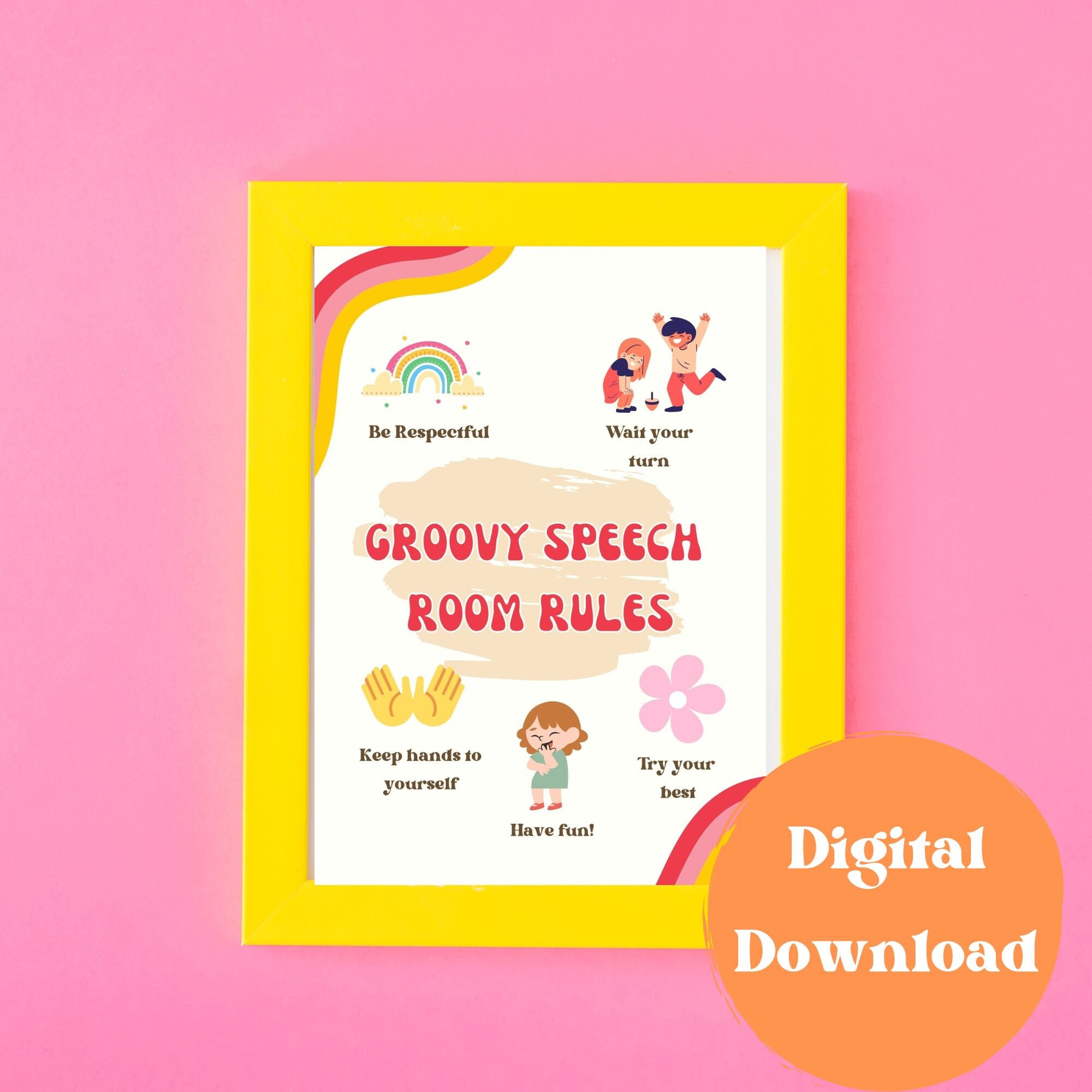 Retro Speech Therapy Room Decor | Printable Wall Art Speech Language ...