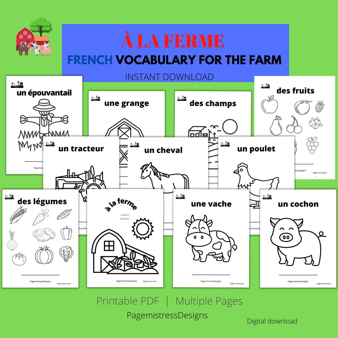 À La Ferme, French Vocabulary for the Farm - Etsy