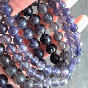 Natural Iolite Beaded Bracelet in 6 to 9MM Custom Length Handmade ...