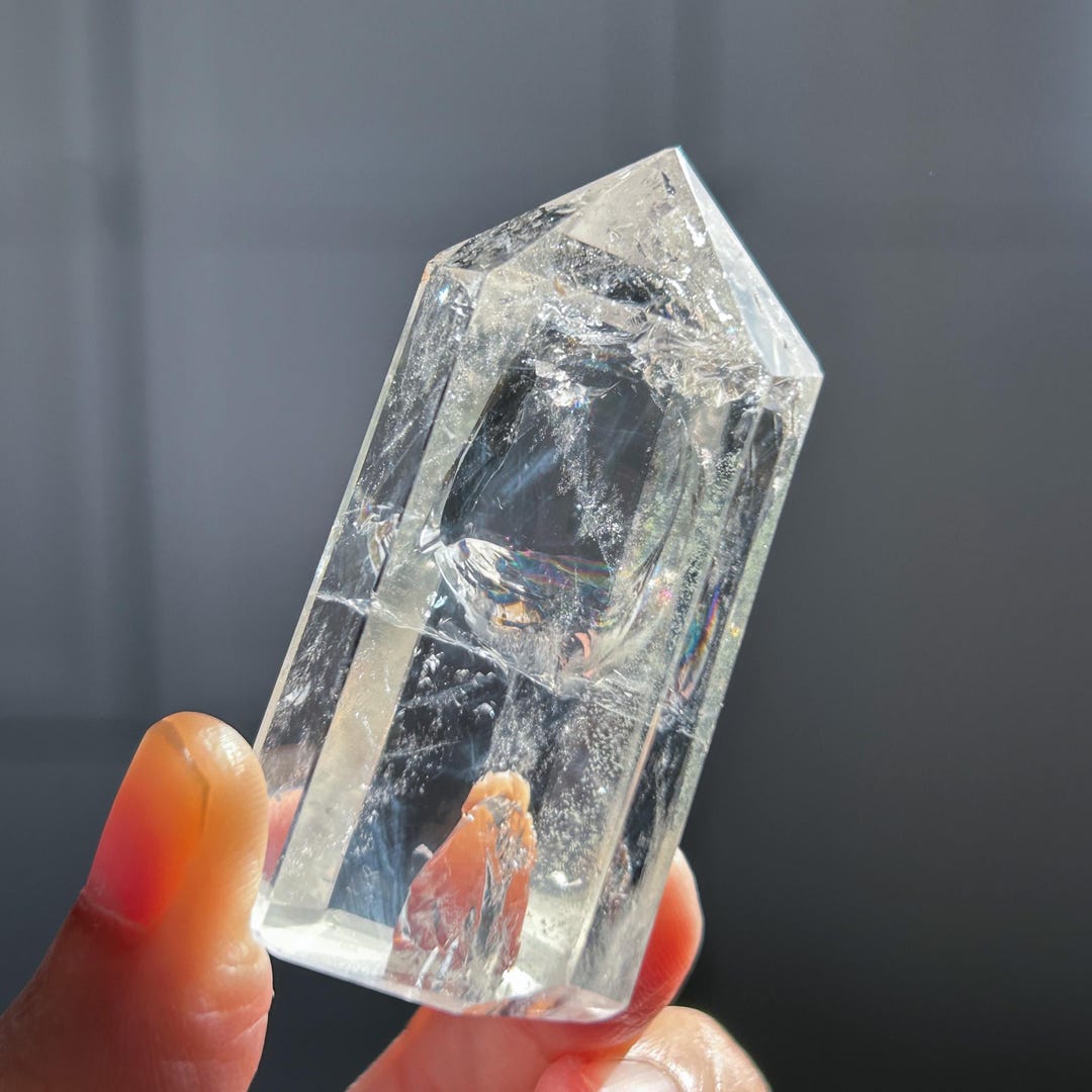 Blue Needle Quartz Self-standing Point: Polished Faceted Crystal, Home ...