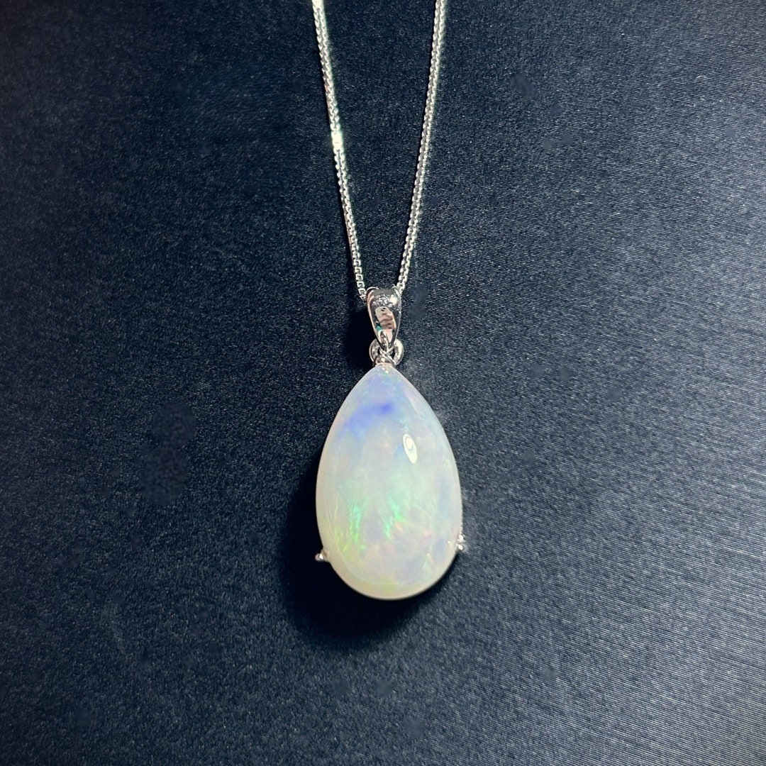 High Quality Natural Rainbow White Opal Silver Pendant Opal Pendant ...