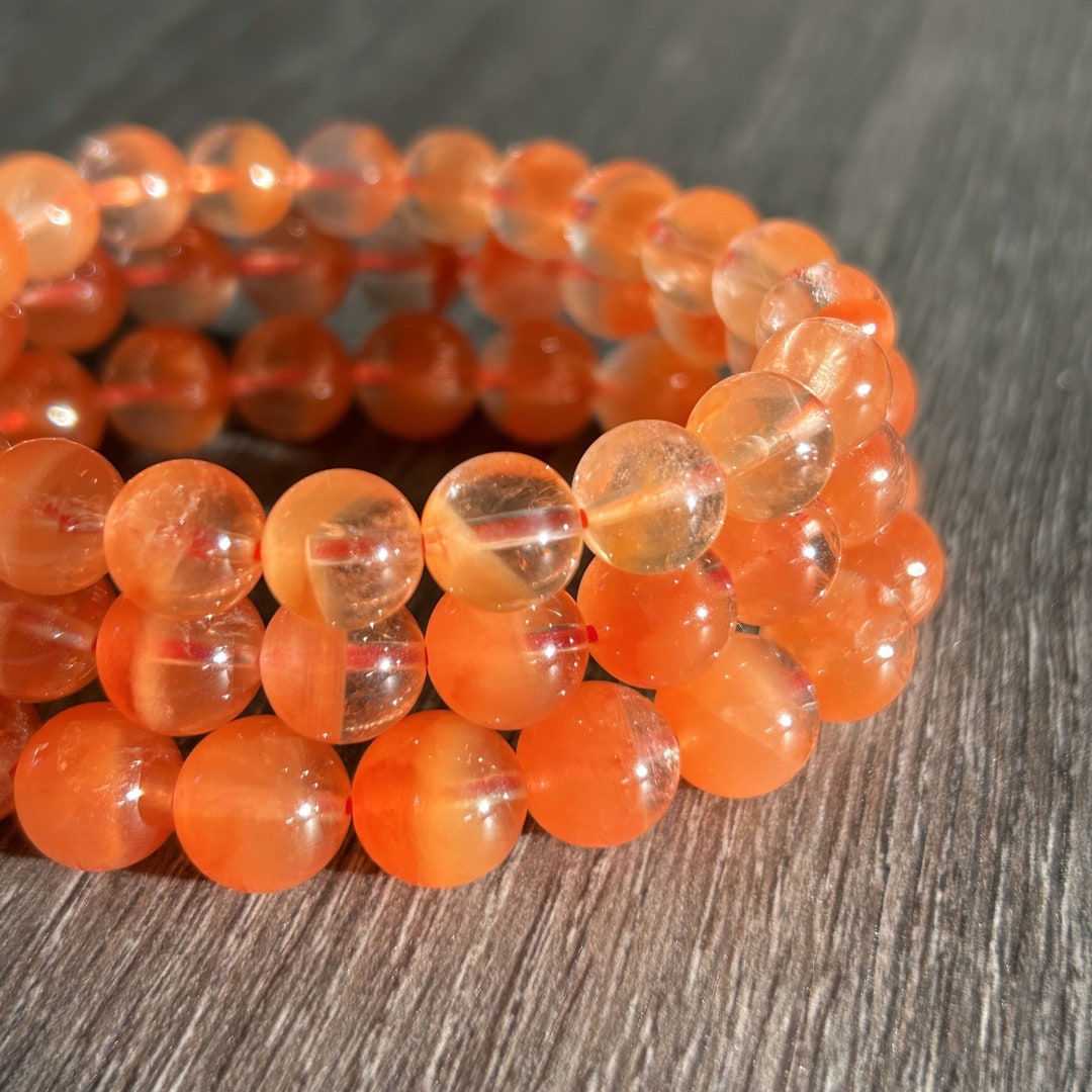Top Quality Natural Red Rutilated Quartz Beaded Bracelet in 8 to 10MM ...