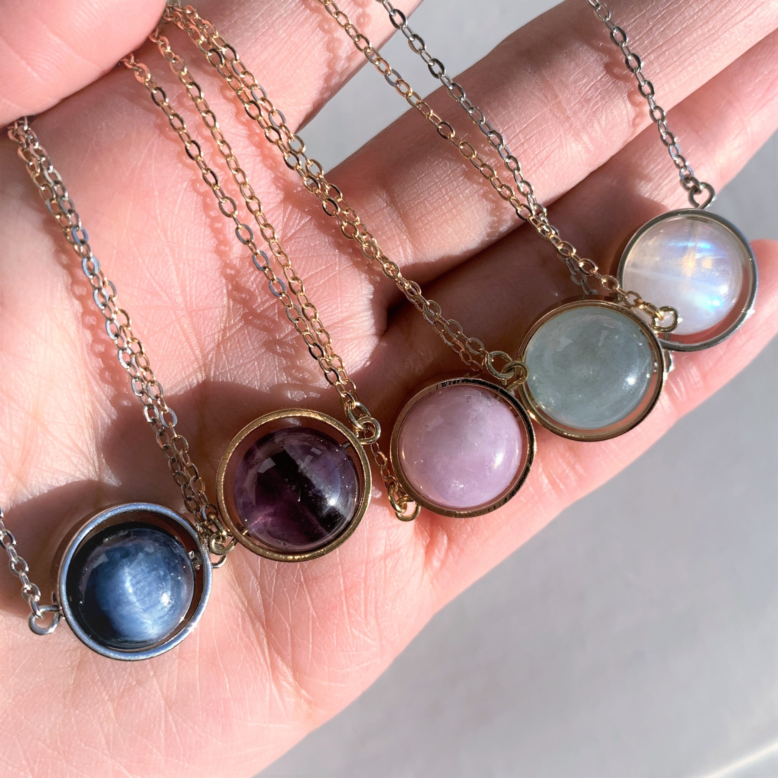 Natural Large Crystal Beads Pendant Tailor-made Necklace Silver 14k ...