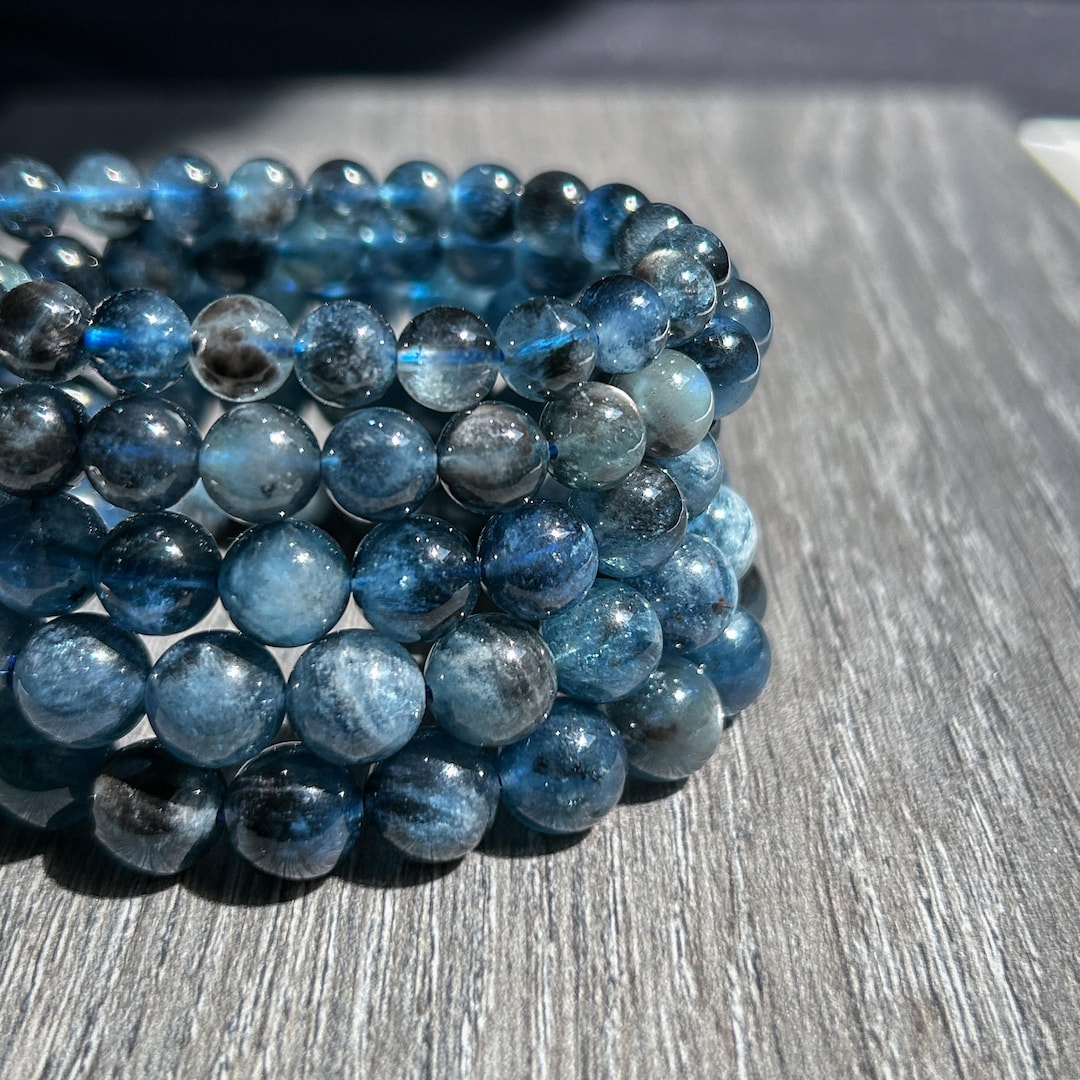 High Quality Rare Starry Devil Blue Aquamarine Beaded Bracelet in 7 to ...
