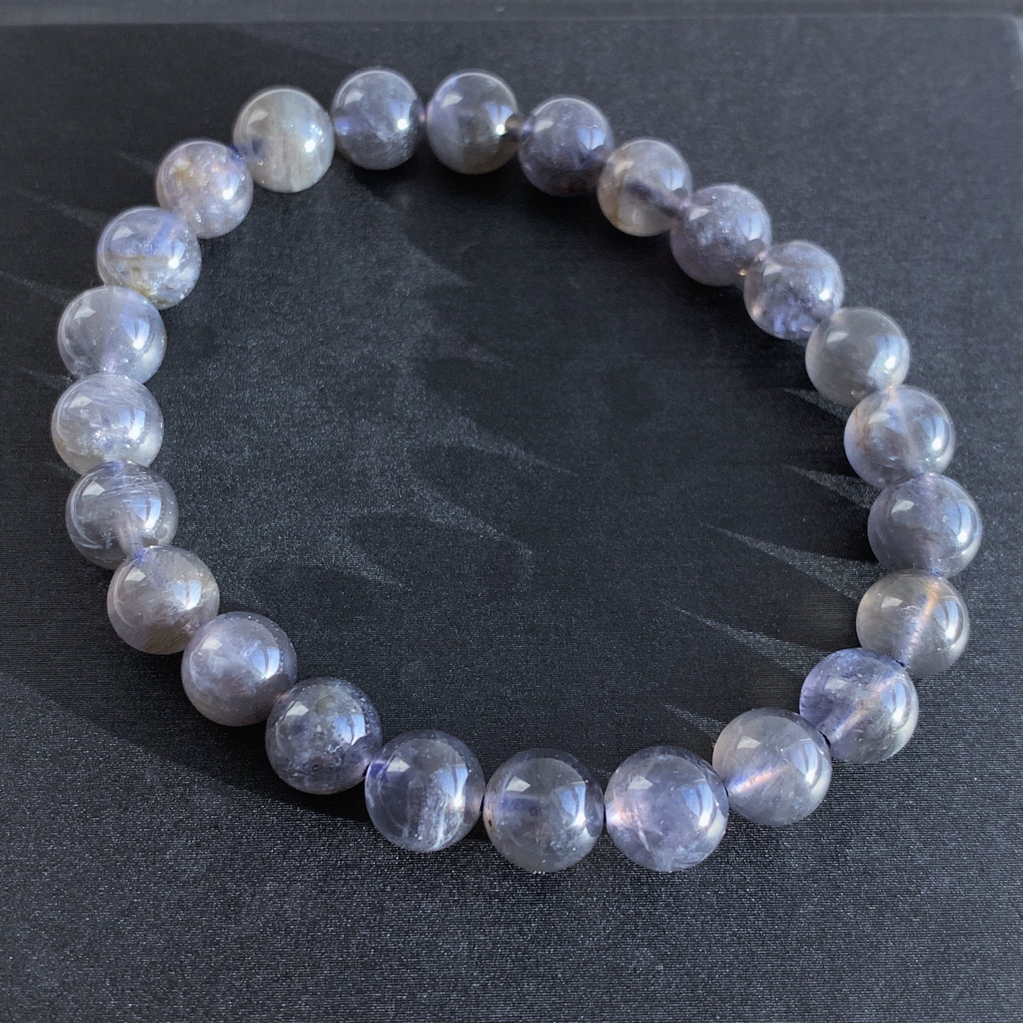 Natural Iolite Beaded Bracelet in 6 to 9MM Custom Length Handmade ...