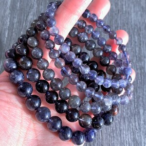 Natural Iolite Beaded Bracelet in 6 to 9MM Custom Length Handmade ...