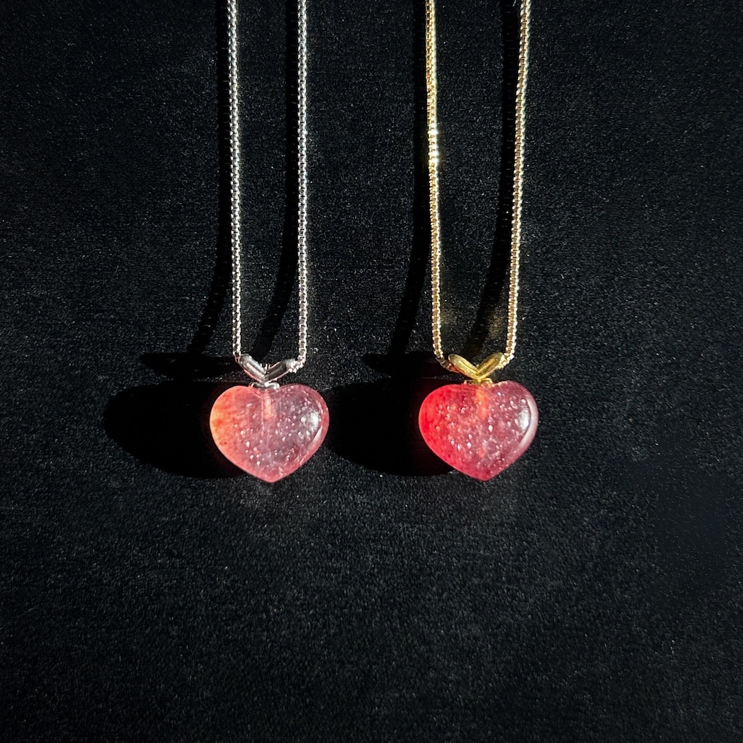 Starry Strawberry Quartz Necklace in High Quality, 14k Gold or Silver ...