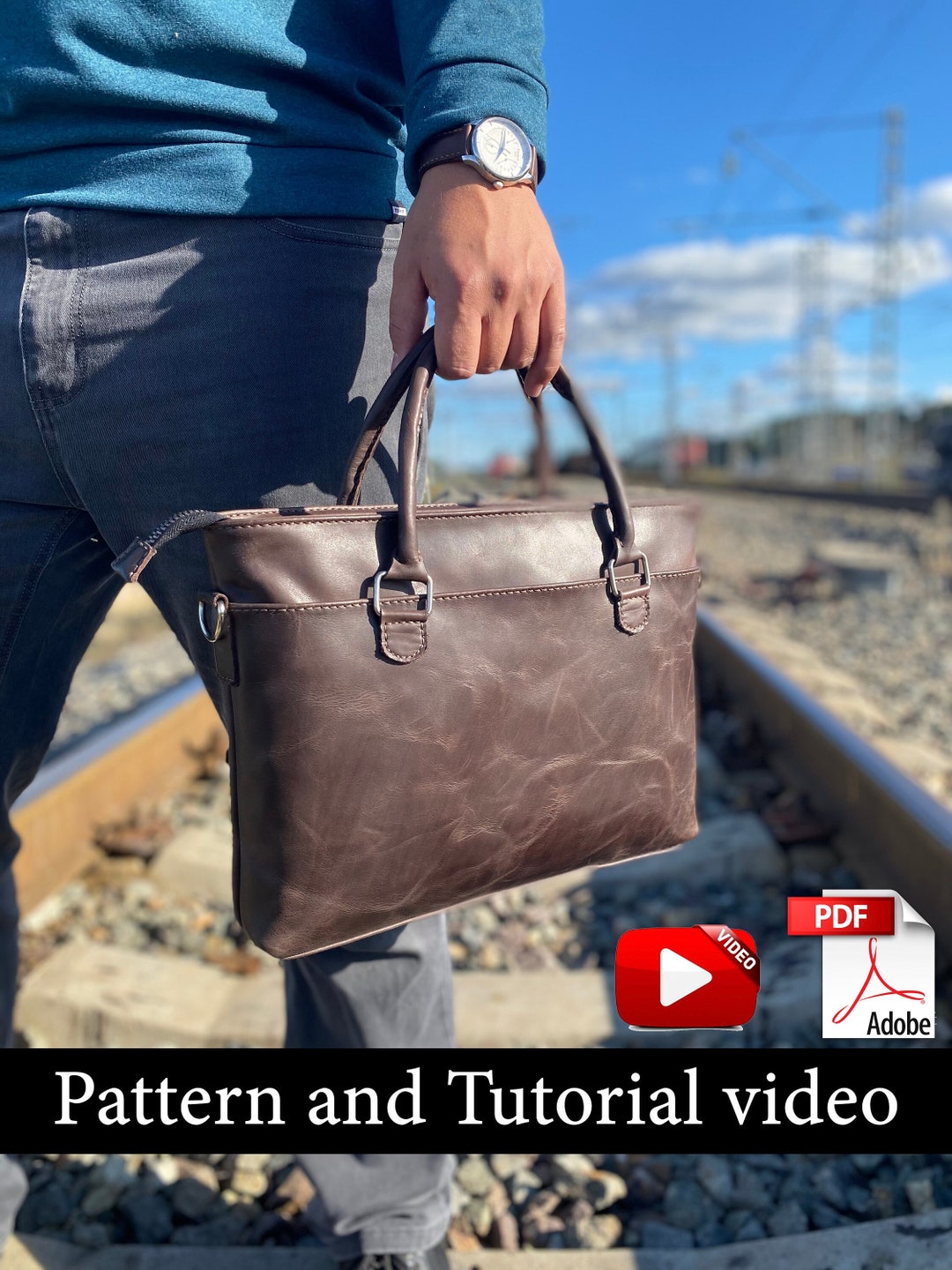 Leather Briefcase Pattern, Laptop Bag Pattern, Messenger Bag Pattern ...