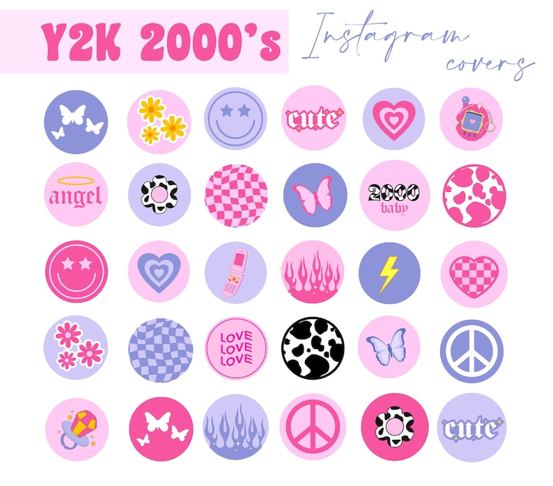 35 Y2K Girly 2000s/90's Retro Girly Instagram Highlights - Etsy