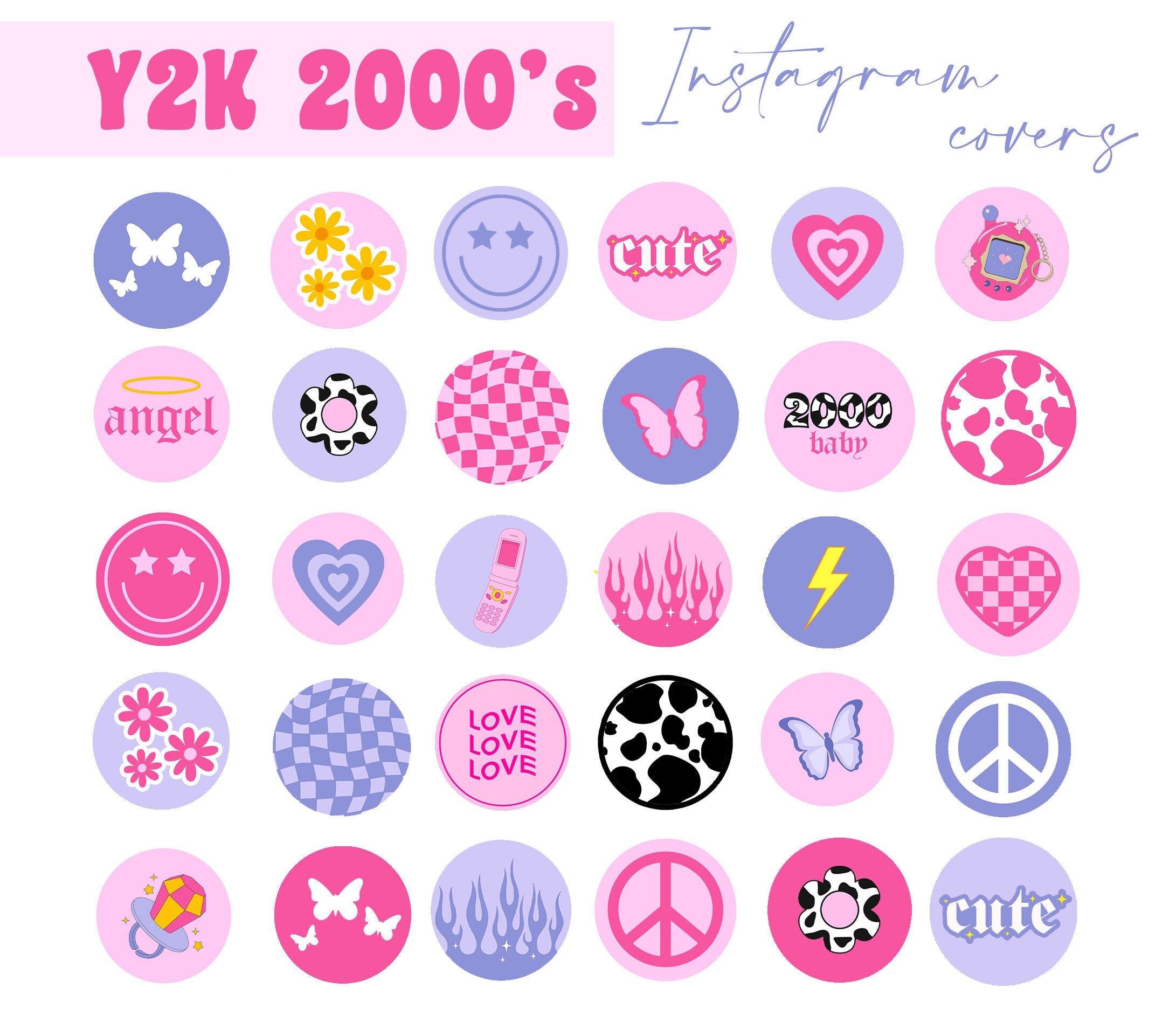 35 Y2K Girly 2000s/90's Retro Girly Instagram Highlights - Etsy