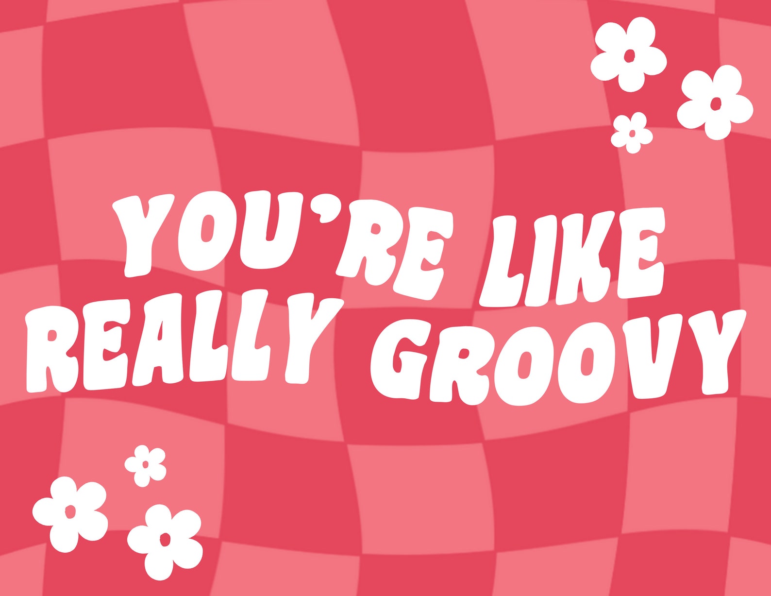 Checkered Retro Wall Art. Printable Groovy Pink Print. Downloadable ...