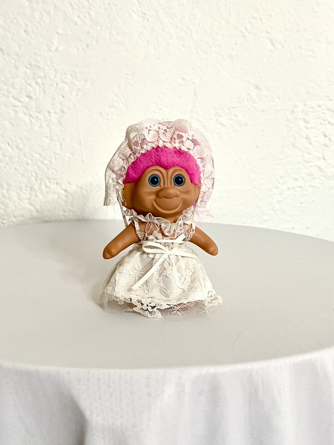 Vintage 90s Troll Doll by Russ Berrie & Co Pink Troll Hair Bride Doll ...