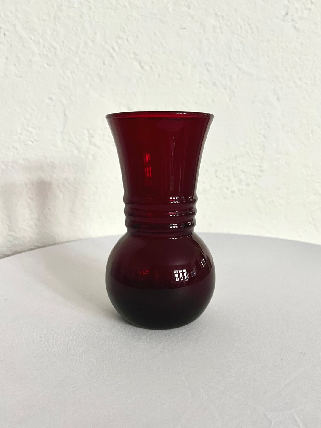 Vintage Ruby Red Vase by Anchor Hocking Red Depression Glass Royal Ruby ...
