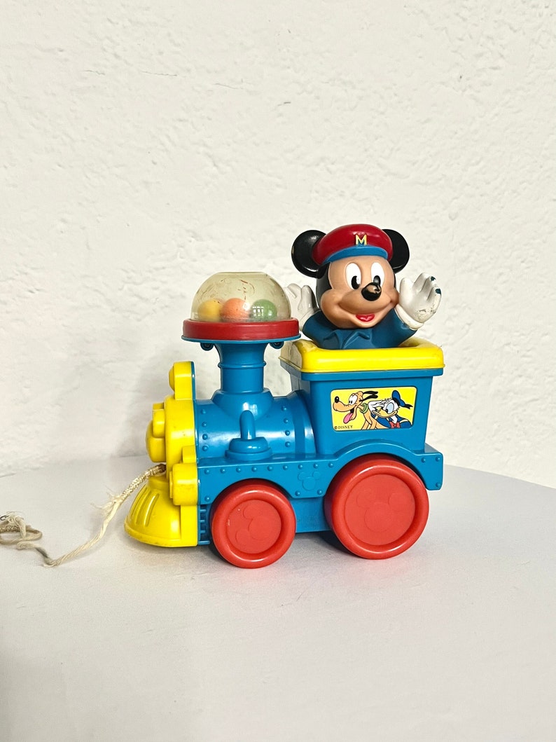 Mickey Mouse Corn Popper Toy Push Pull Toy Vintage Walt Disney Mickey ...