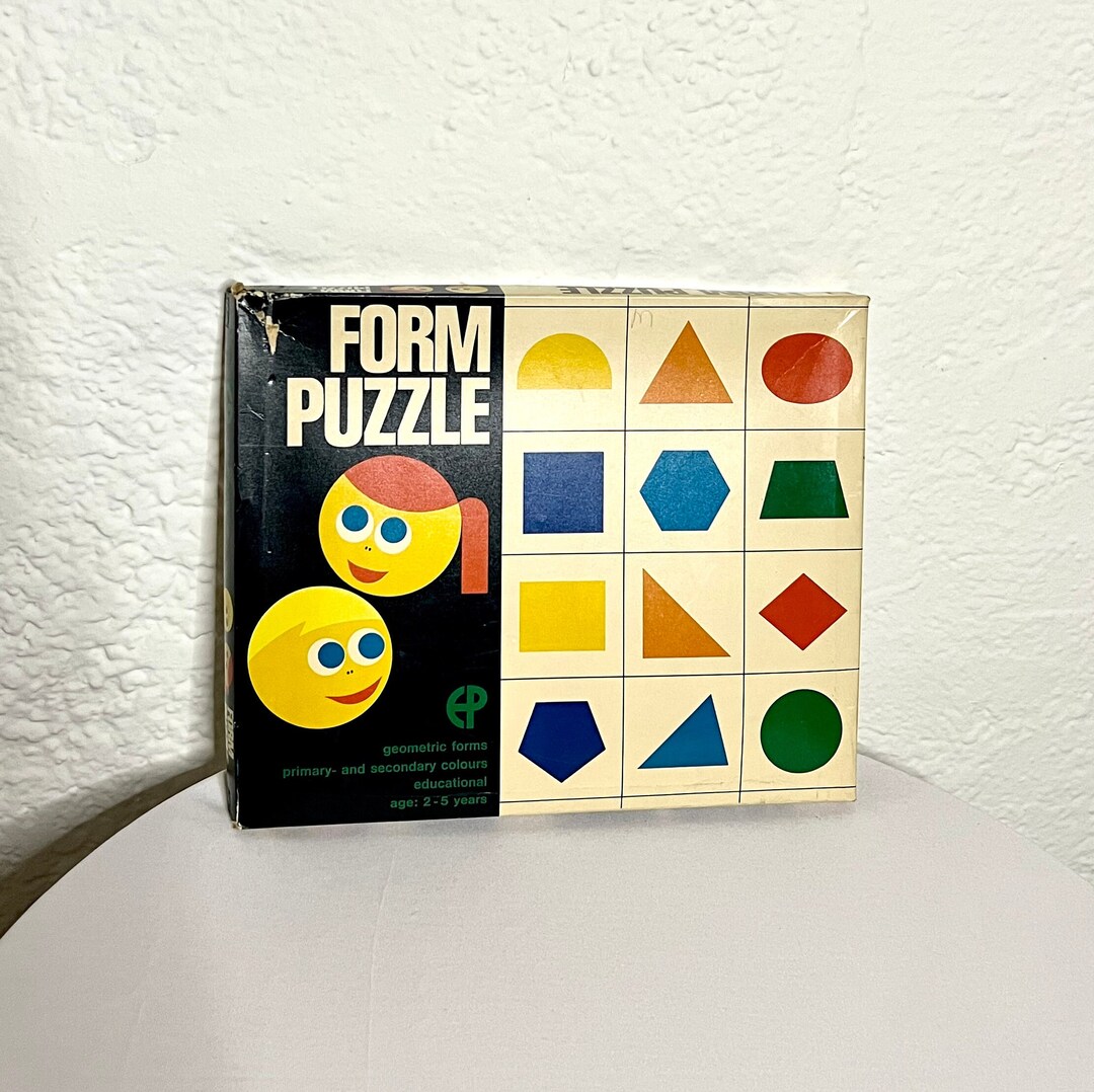 Form Vintage Puzzle Memory Game Fine Motor Skill Toy Geometric Shape ...