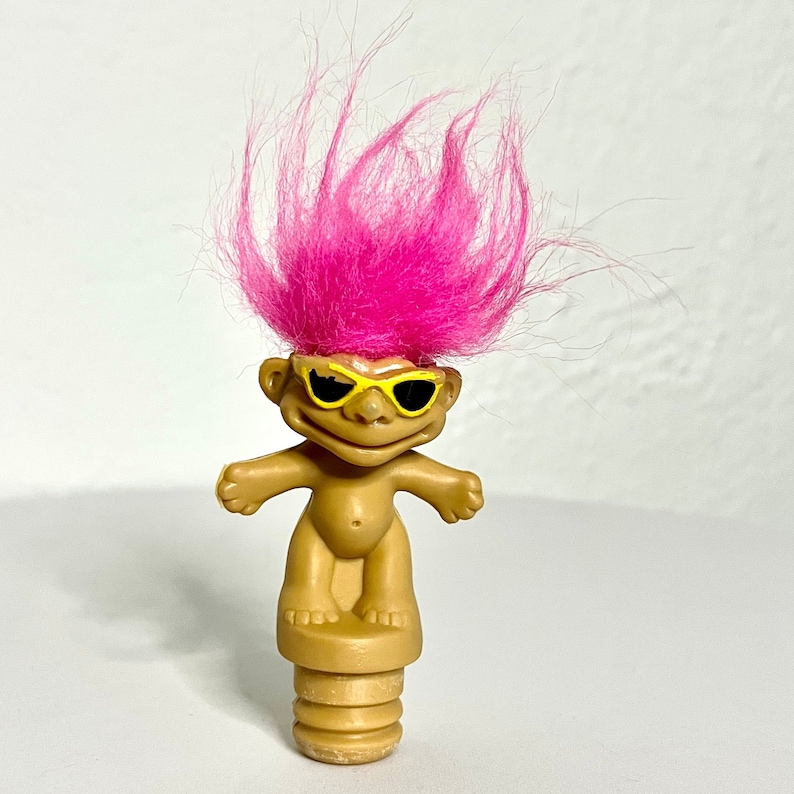 Rare Collectible Troll With Pink Troll Hair and Sun Glasses Wine Bottle ...