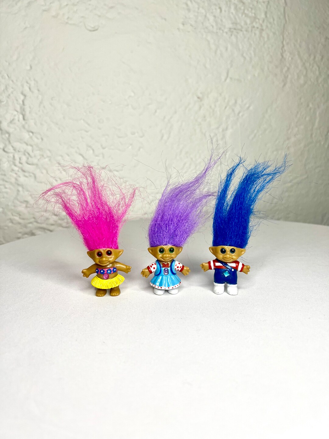 90s Troll Dolls Three Miniature Treasure Wishnik Trolls Ace Novelty and ...