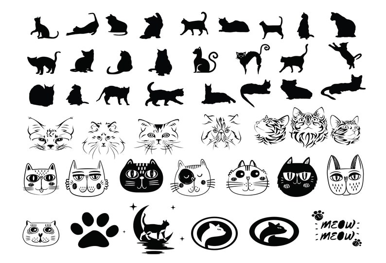 CAT SVG, CATS Clipart, Cat Svg Files for Cricut, Cats Vector - Etsy