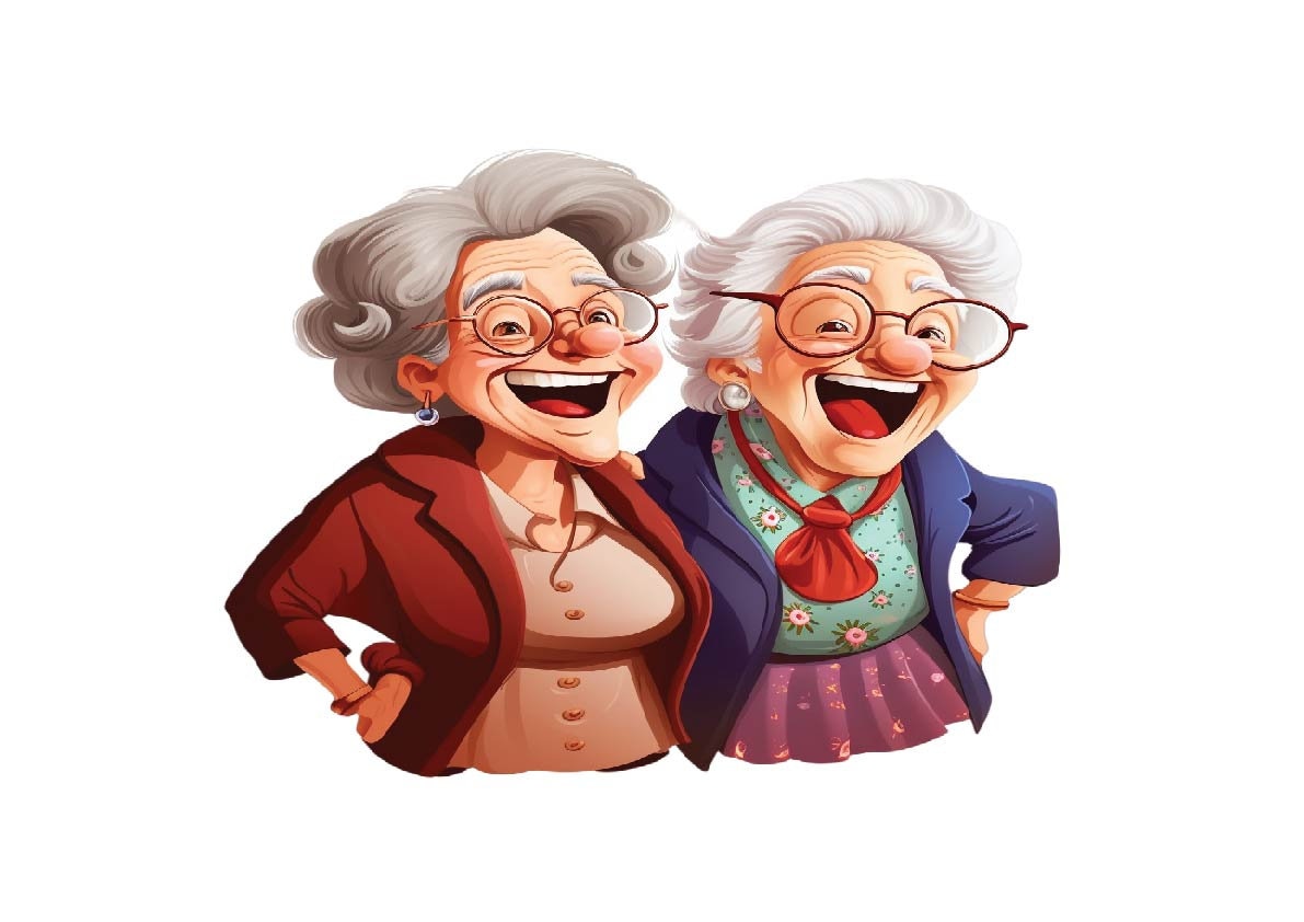 Watercolor Funny Old Ladies Clipart 42 PNG, Old Aged People, Watercolor Happy Women, Cute ...