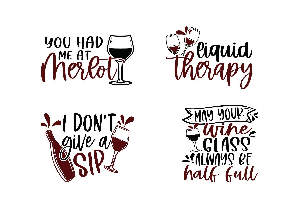 Wine Quotes SVG Bundle: Funny Sassy Sayings, Wine Glass Clipart ...