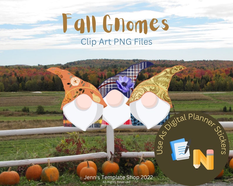 6 Fall Gnomes, PNG, Clip Art, Digital Stickers Files, Digital or ...