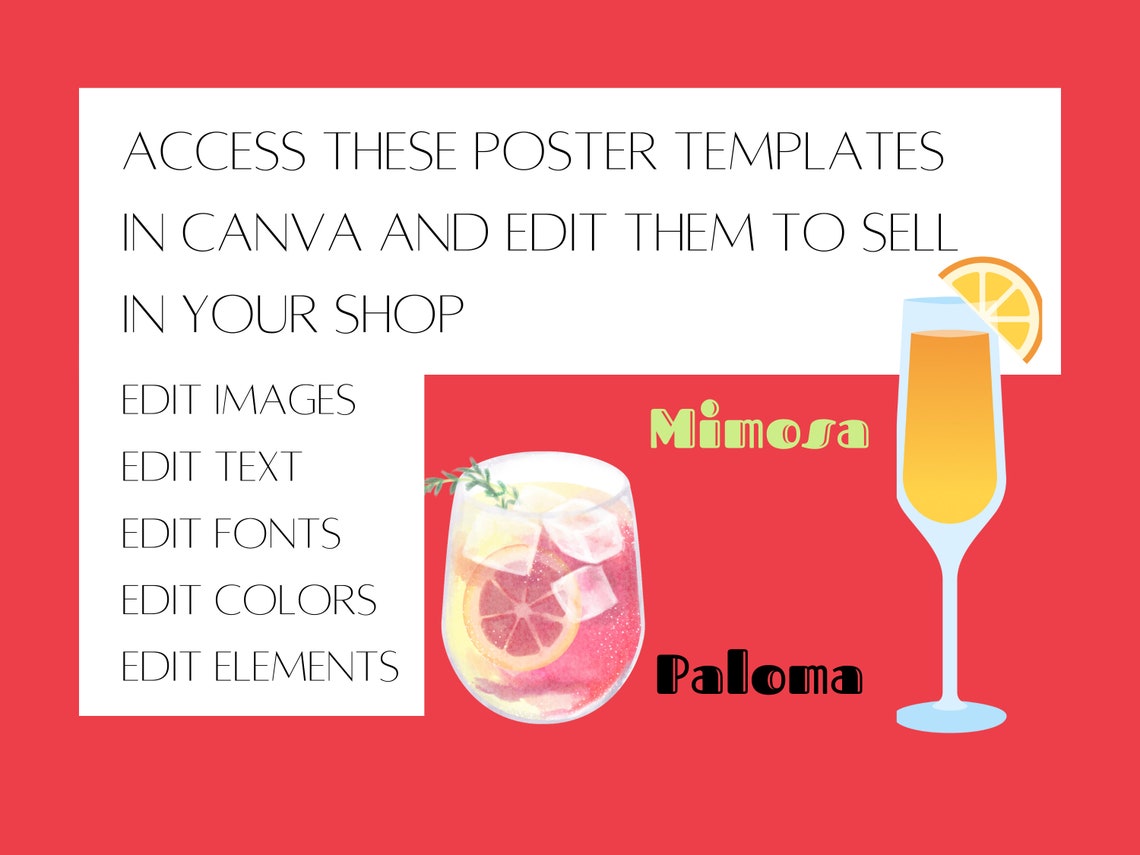 Cocktail Poster Template Drink Poster Template Printable Cocktail Drink ...