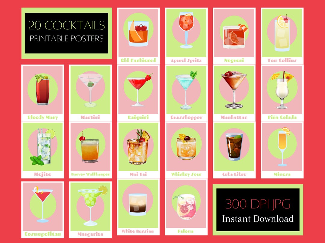 Cocktail Poster Template Drink Poster Template Printable Cocktail Drink ...