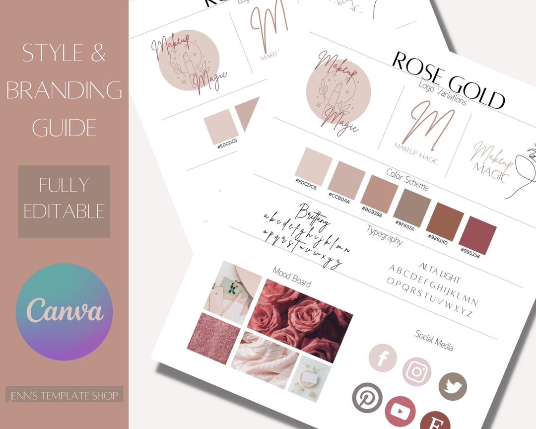 DIY Rose Gold Branding Board Template: Logo Design, Font & Color Scheme ...