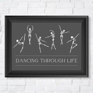 Dancing Skeleton Poster, Printable Halloween Poster, Dancing Through ...
