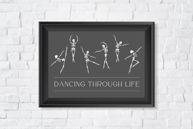 Dancing Skeleton Poster, Printable Halloween Poster, Dancing Through ...