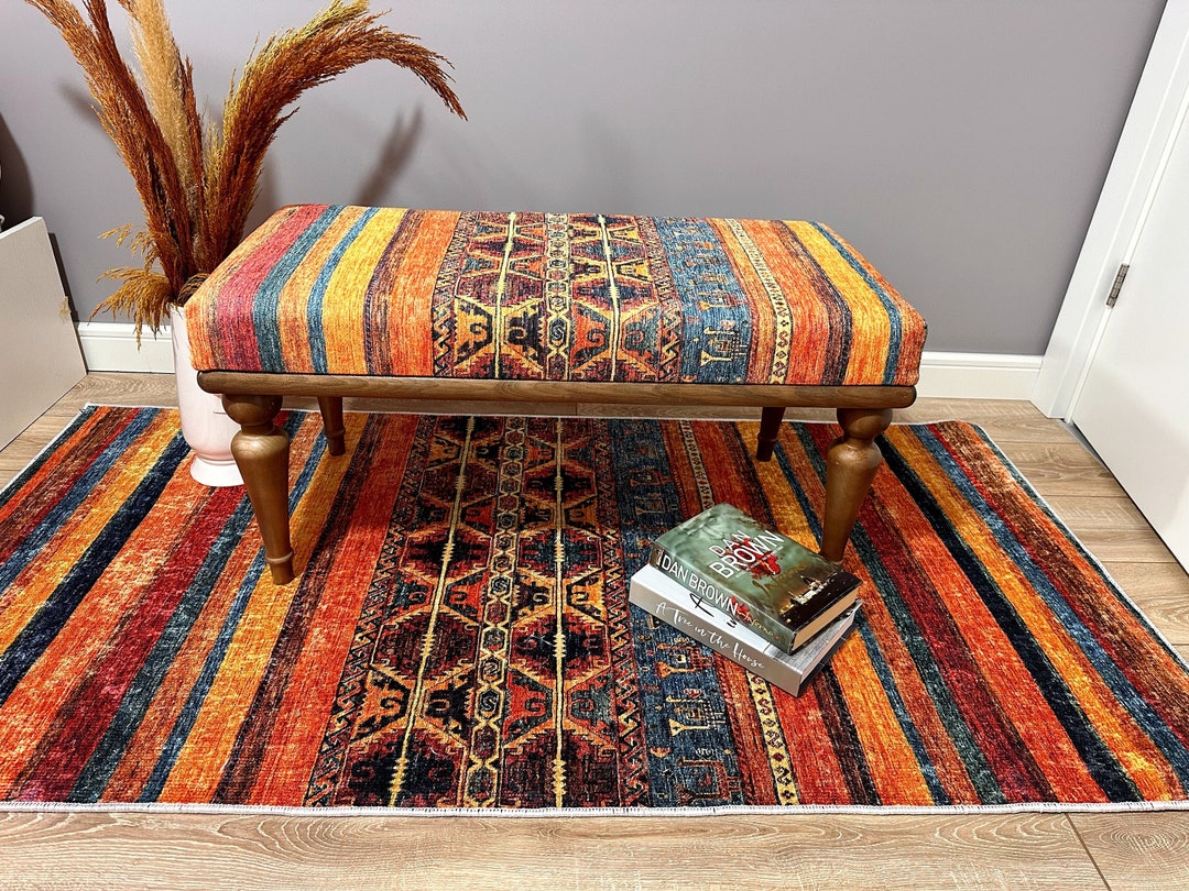 Housewarming Home Gift Upholstered Kilim Bench Indoor and - Etsy
