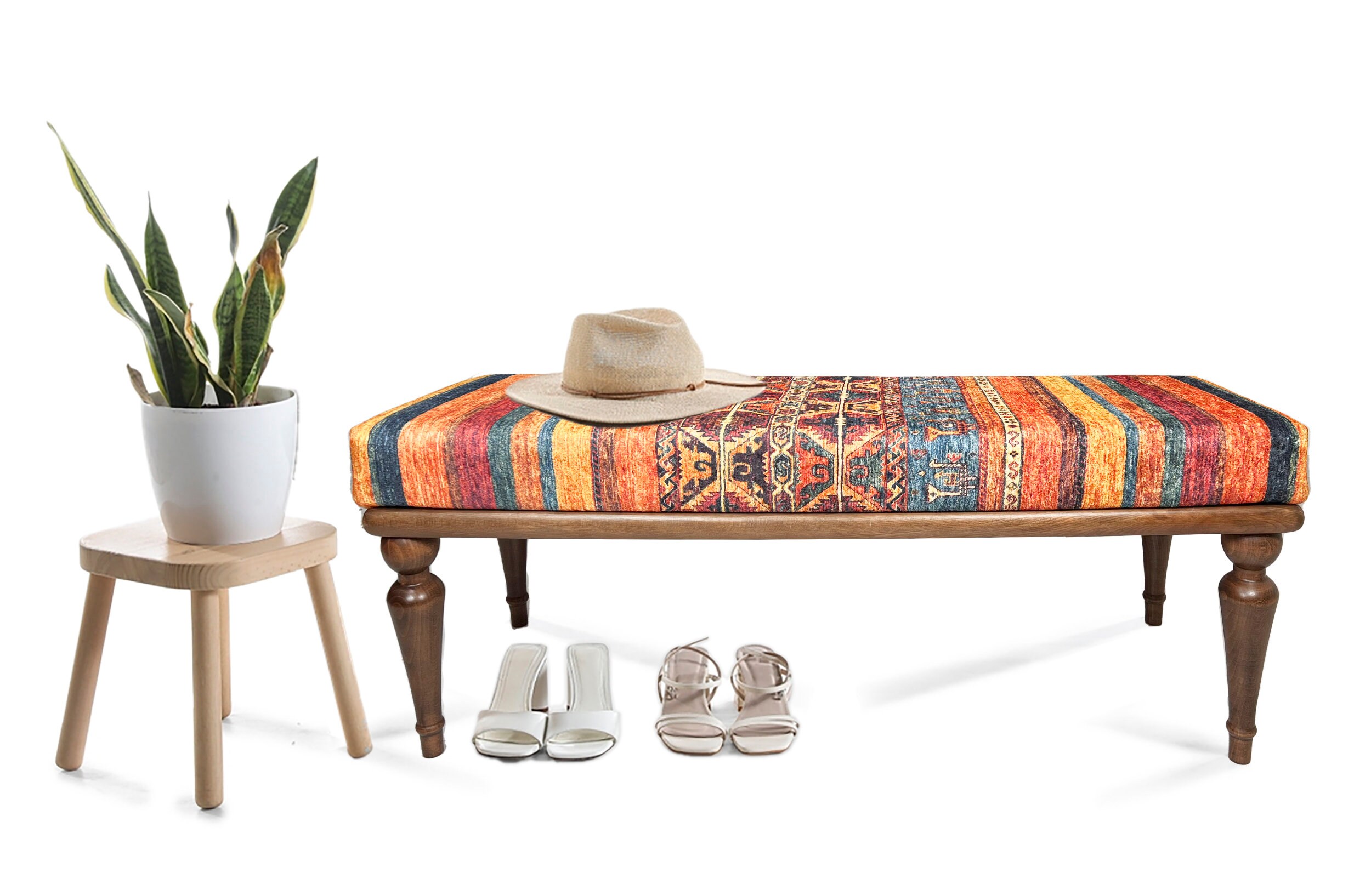 Housewarming Home Gift Upholstered Kilim Bench Indoor and - Etsy