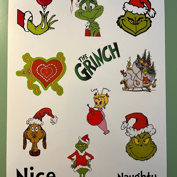 The Grinch Stickers - Etsy