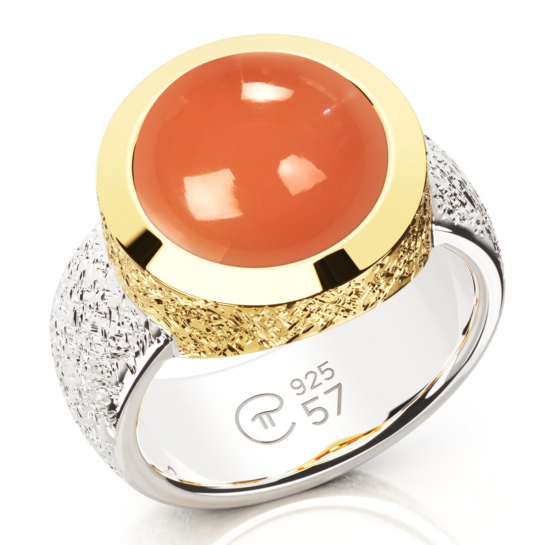 Karneol Orange Ring Ovalis 925er Silber Vergoldet - Etsy