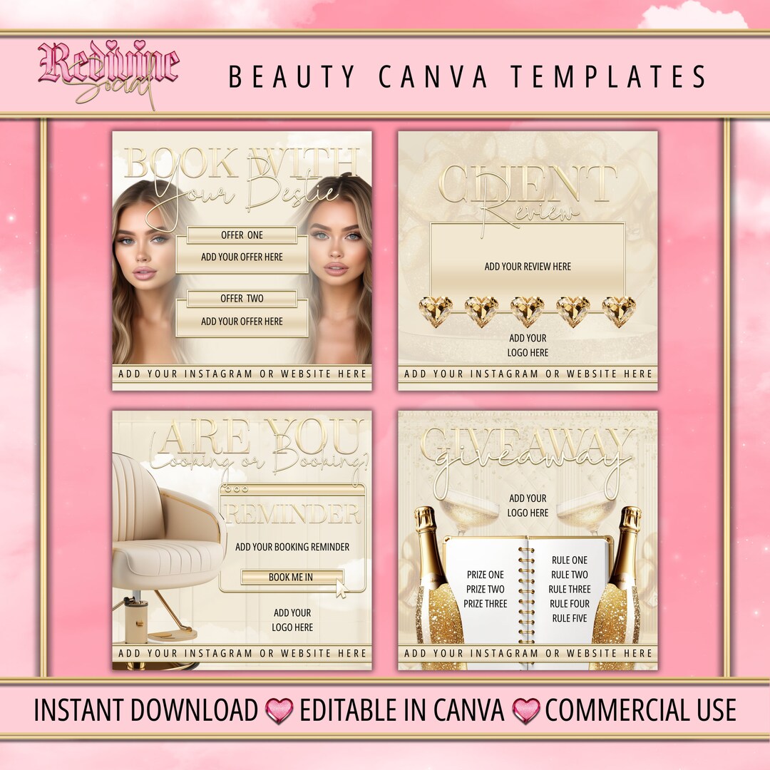 Beauty Post Template, Social Media Post, Beauty Salon Flyer, Canva ...