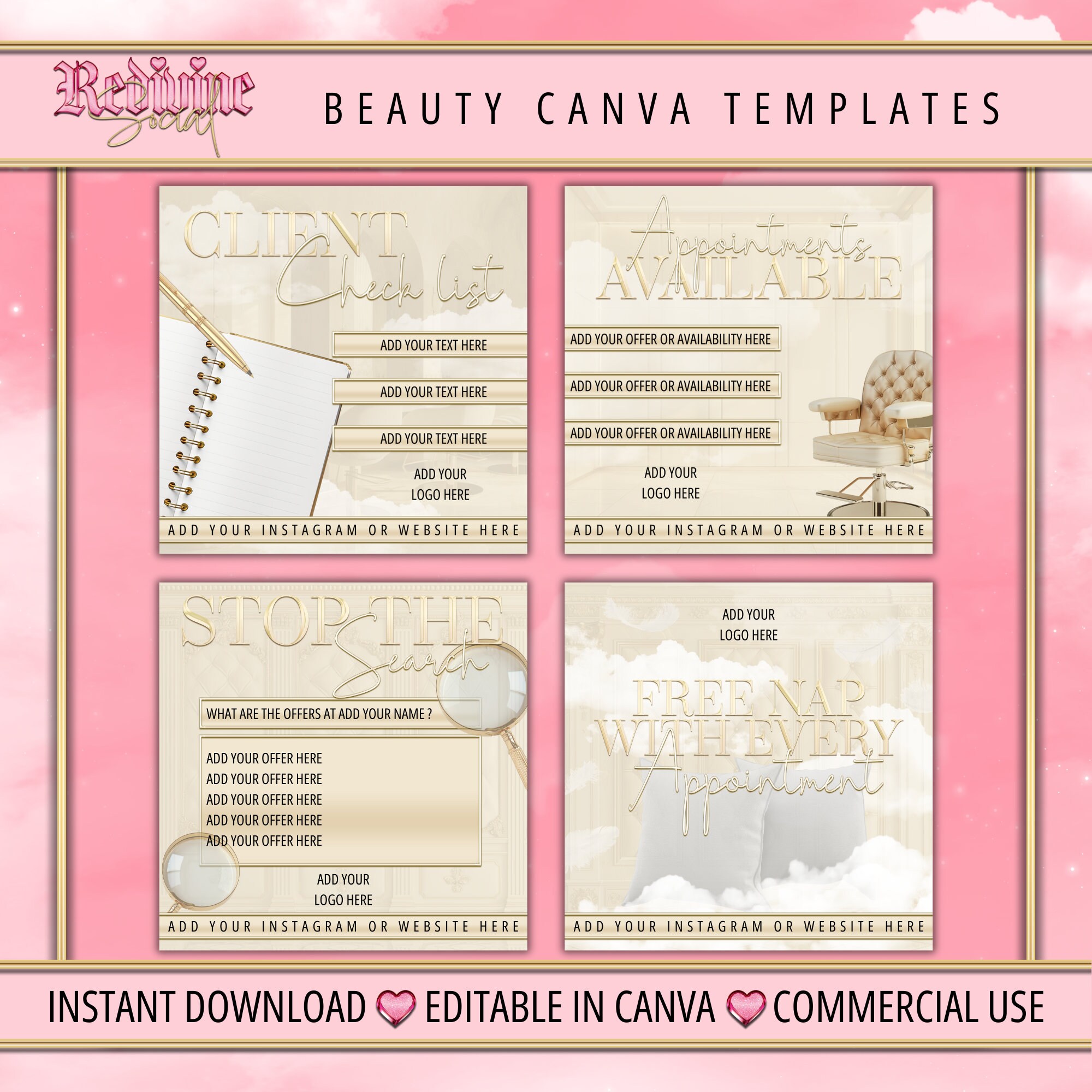 20 Beauty Post Template, Social Media Post, Beauty Salon Flyer, Canva ...