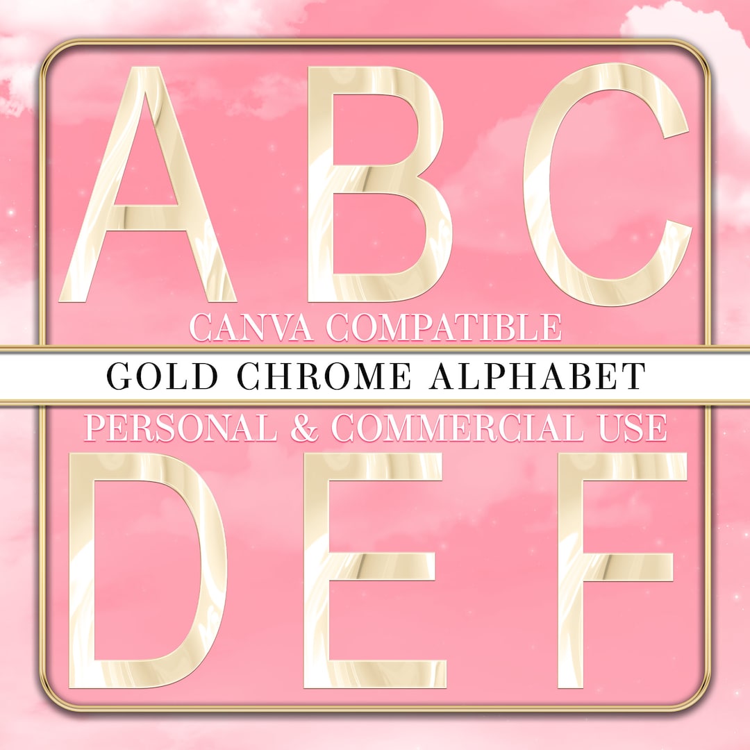 Gold Chrome Letters, Chrome Alphabet, Gold Text, Letter Clip Art ...