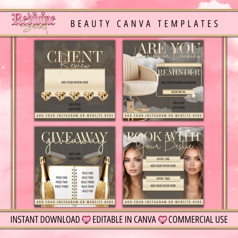 Beauty Post Template, Social Media Post, Beauty Salon Flyer, Canva ...